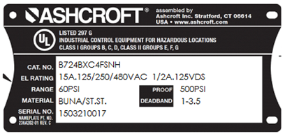 Class and Division Codes on Explosion-Proof Pressure Switches